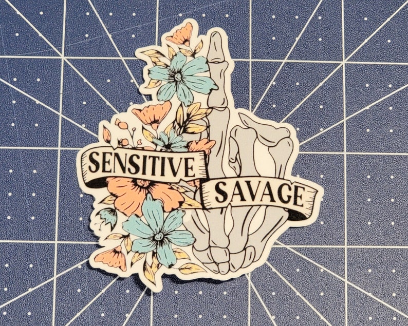 Sensitive Savage Middle Finger Sticker Adult Humor Water - Etsy
