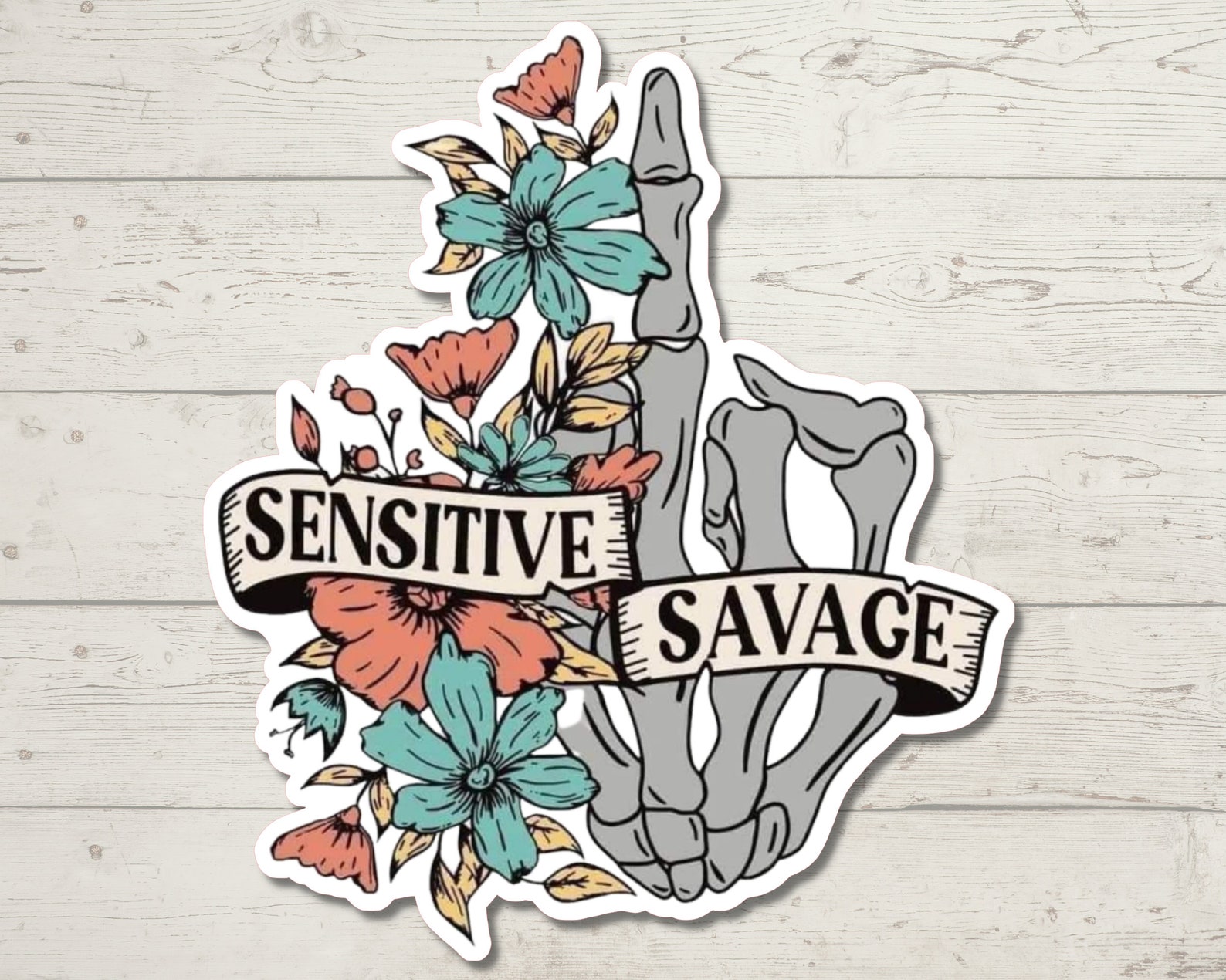 Sensitive Savage Middle Finger Sticker Adult Humor Water - Etsy