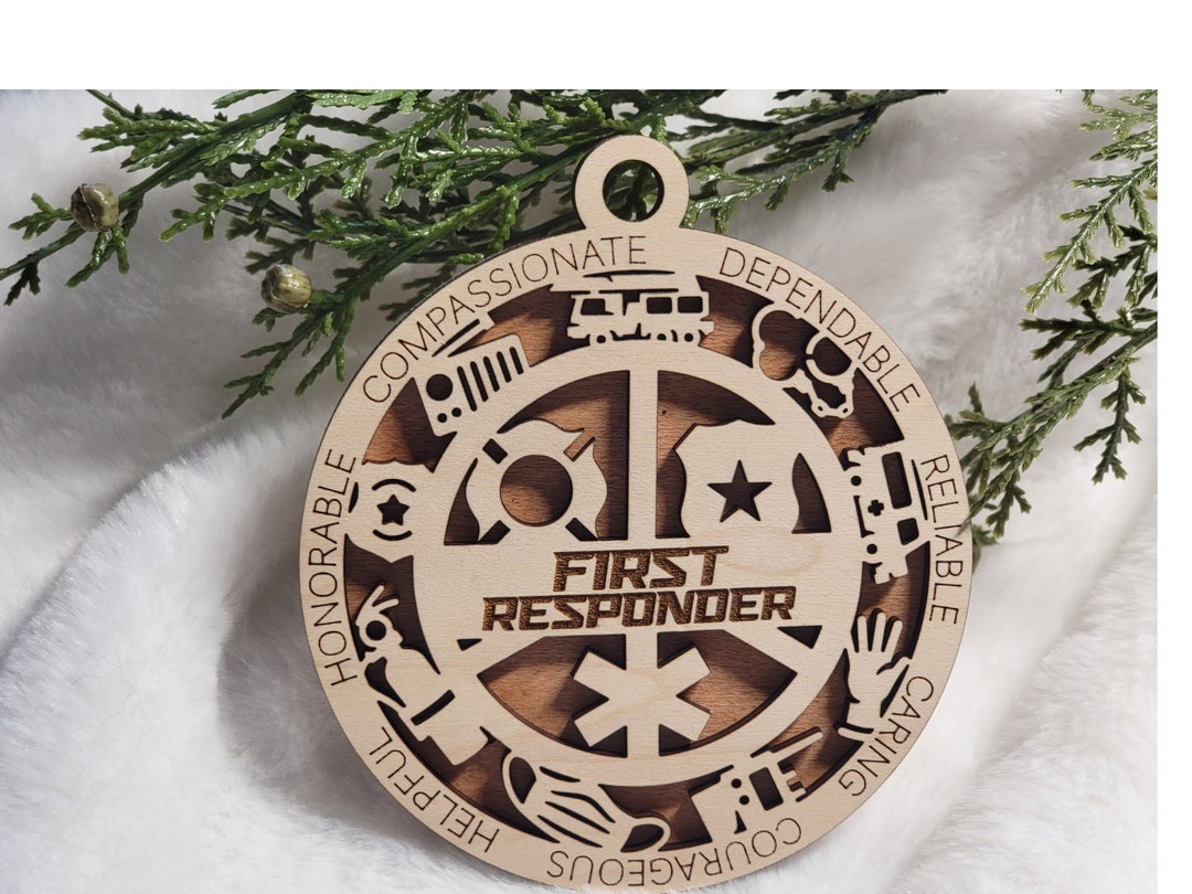 First Responder Wooden Ornament, Laser Cut Ornament, First Responder ...