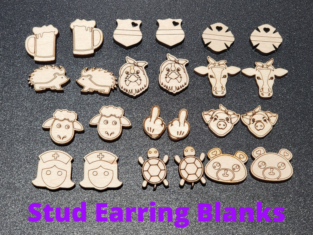 Wooden Stud Earring BLANKS #2, Jewelry Blanks, Earring Blanks, Make ...