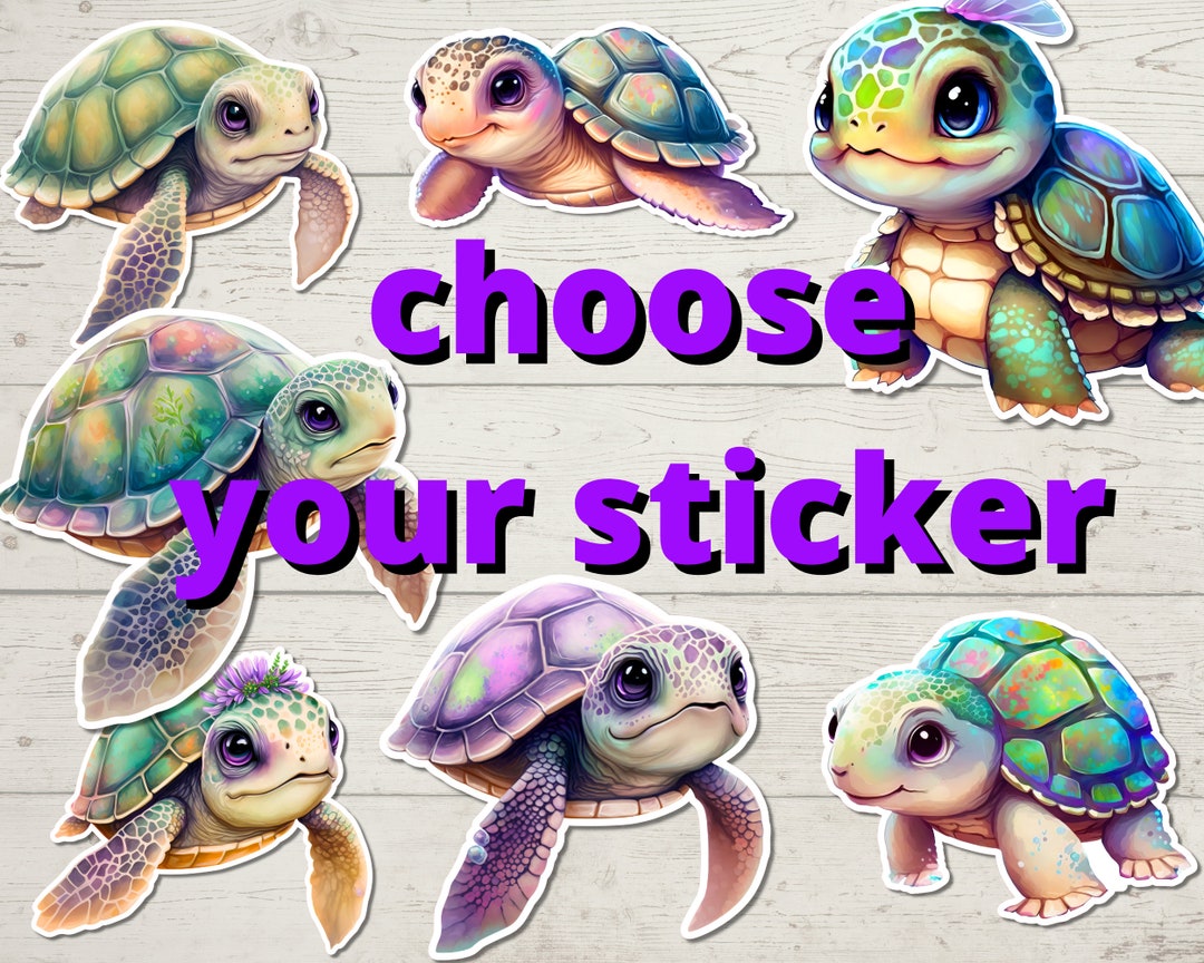 Adorable Baby Sea Turtle Sticker, Turtle Lover, Water Resistant Sticker ...