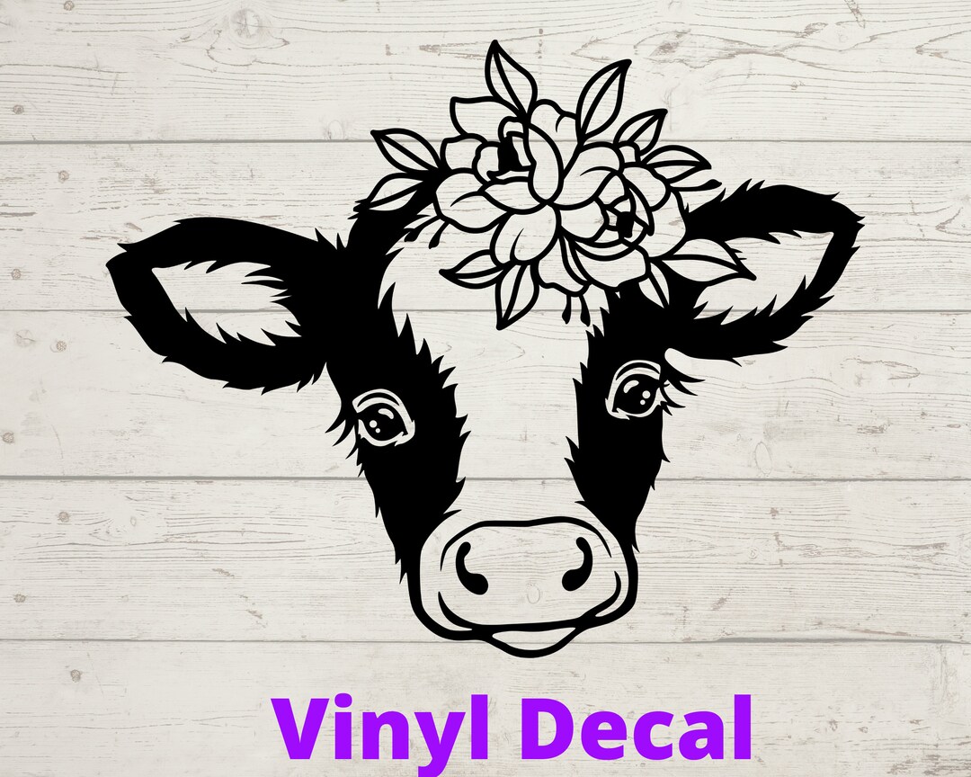 Cute Floral Cow Decal, Tumbler Decal, Car Decals, Cup Decal, Cow Lover ...