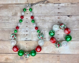Holiday Bubblegum Necklace, Christmas Necklace for Toddler, Girls ...