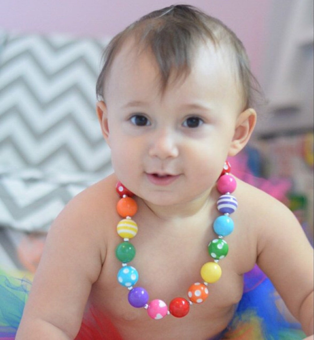 Toddler Rainbow Baby Chunky Necklace and Bracelet, Rainbow Baby Chunky ...