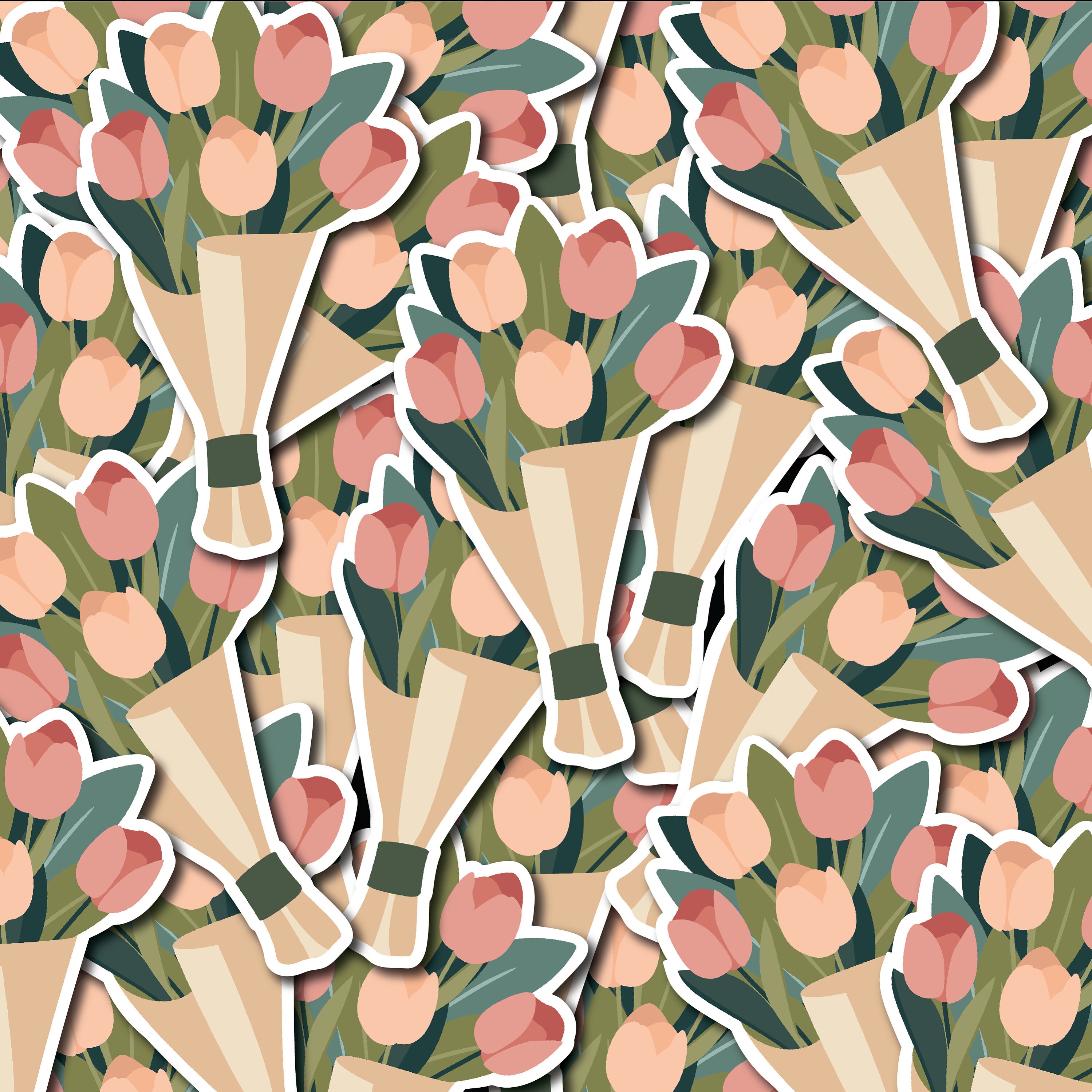 Tulip Bouquet Sticker | Vinyl - Etsy