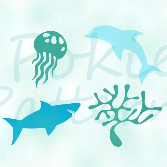 Ocean Sea Animals Cut File SVG DXF PNG Whale Dolphin - Etsy