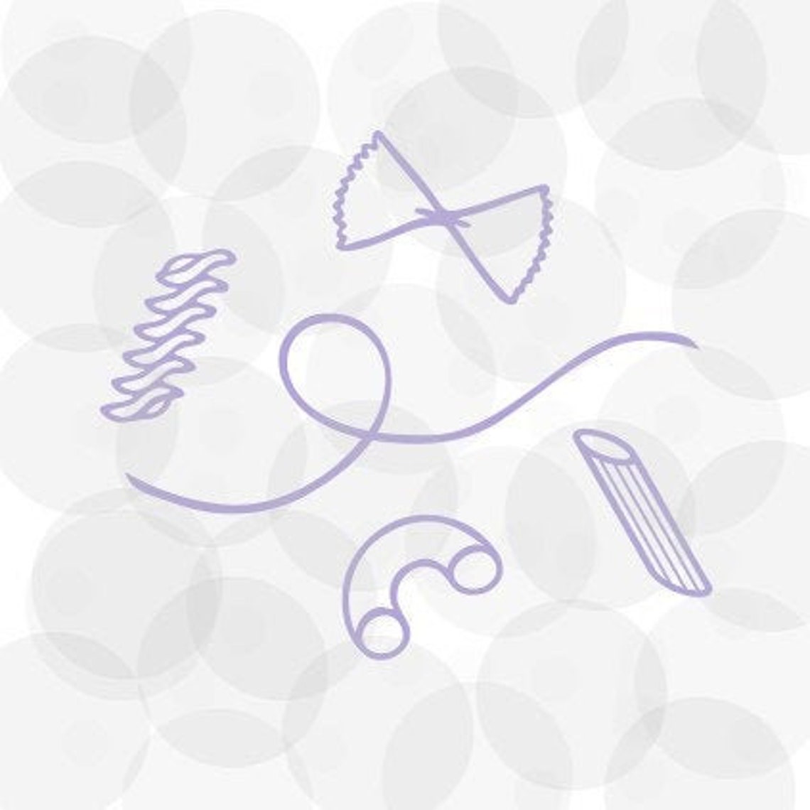 Pasta Shapes Cut File (SVG, DXF, PNG) Penne, Rigatoni, Farfalle ...