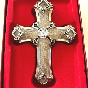 Vintage Lenox Silver Plated Cross Ornament: Byzantine Style Crystal ...