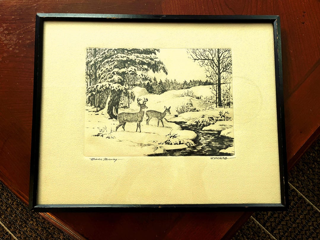 Vintage Fred Mccaleb Etching Signed winter Morning Midcentury American ...