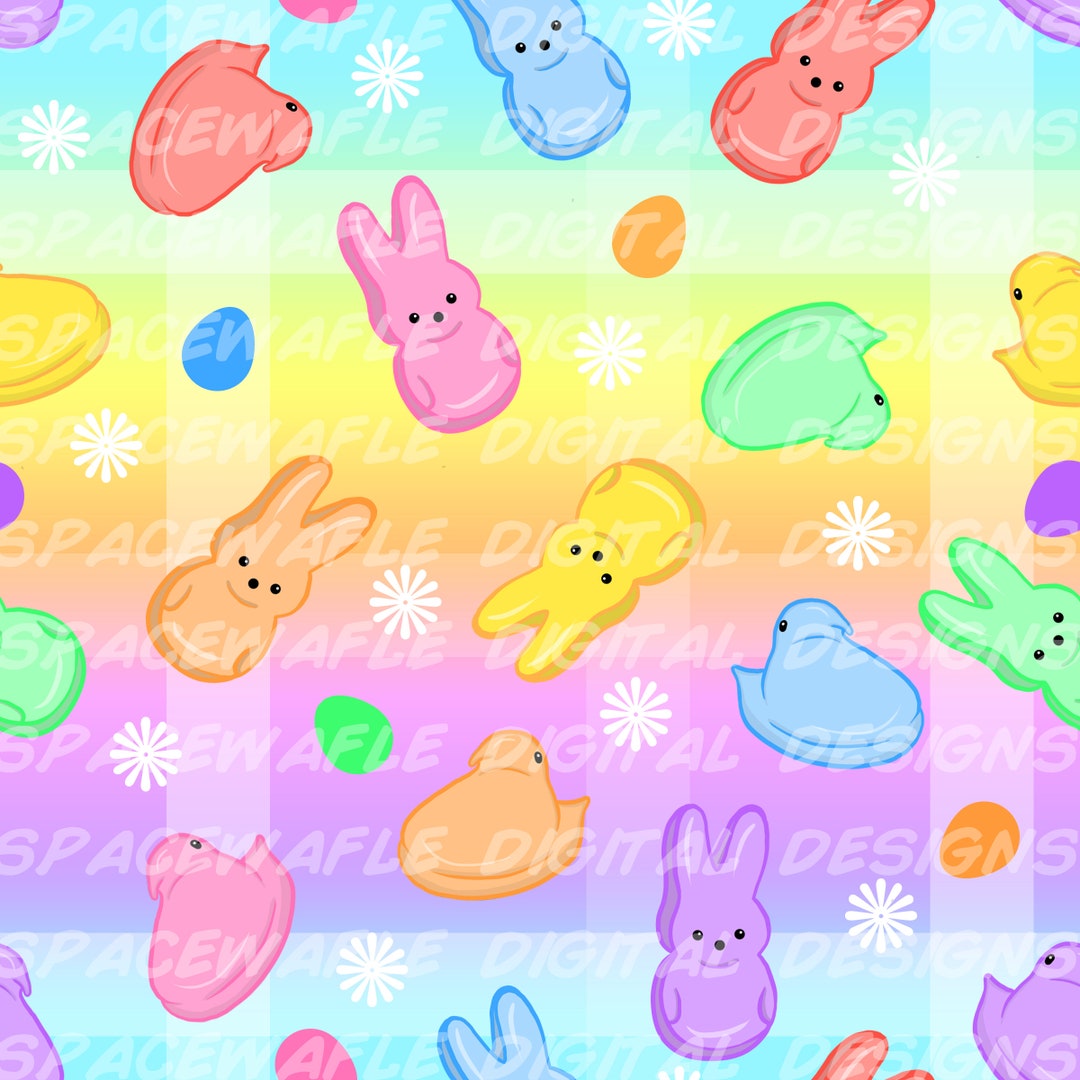 Scattered Chic Peeps,bunny Peeps, Marshmellow,easter, Seamless, Pattern ...