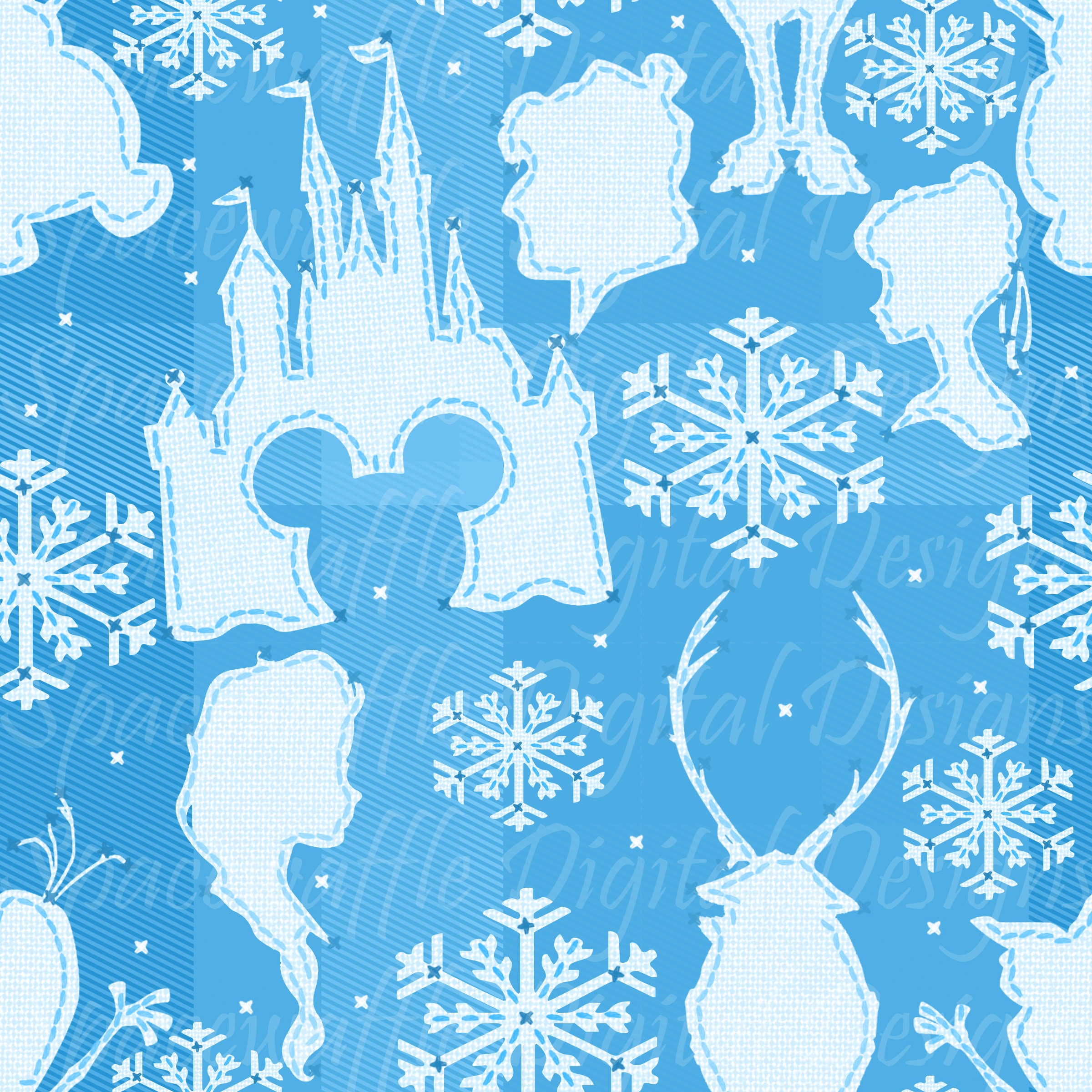 Stitched up Frozen Seamless Pattern, Scrapbooking, Fabric Design. - Etsy