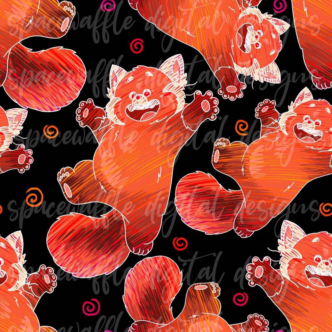 Red Panda, Pattern, Scrapbooking, Fabric, Design - Etsy