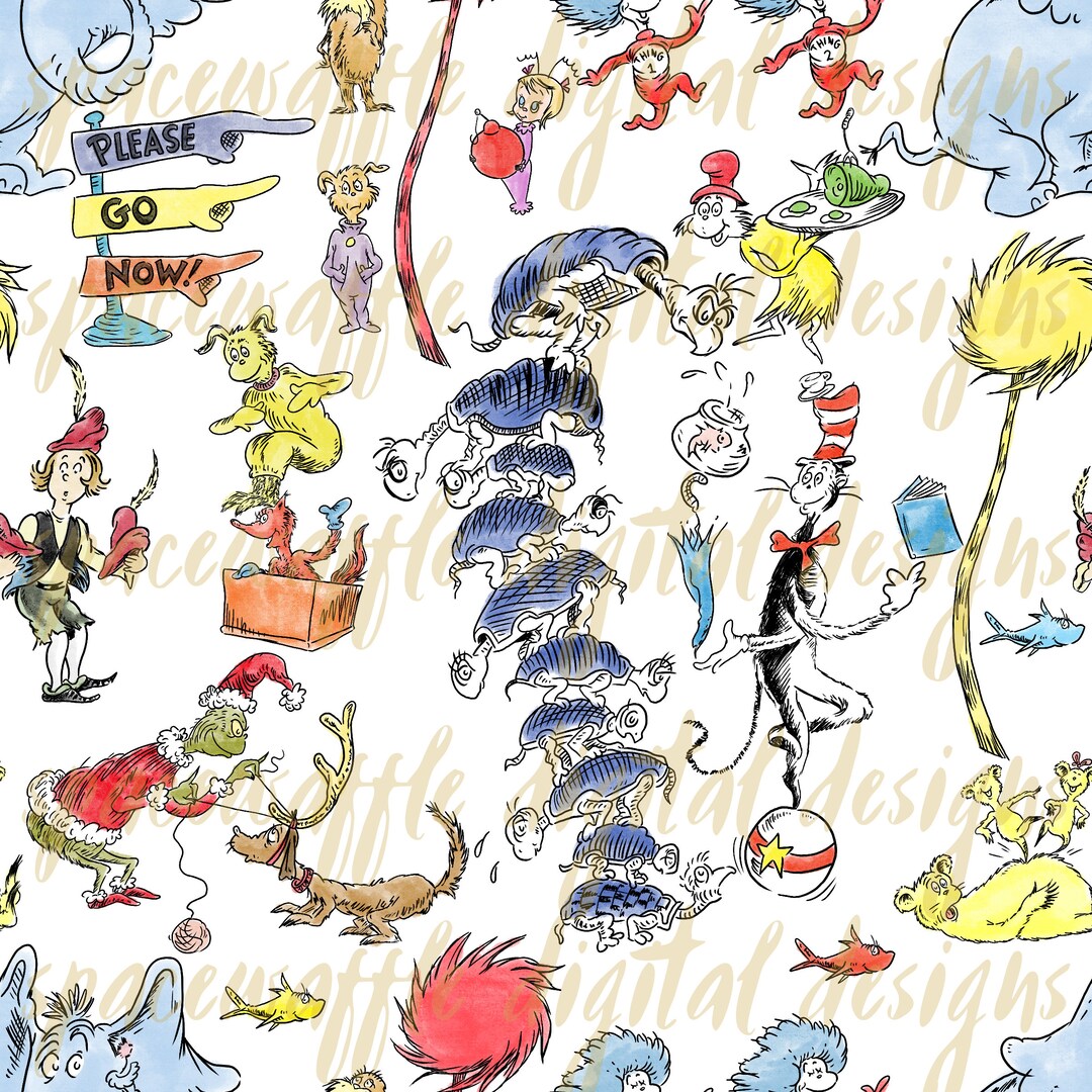Dr Seuss Mash Up, Pattern, Scrapbooking, Fabric, Design - Etsy