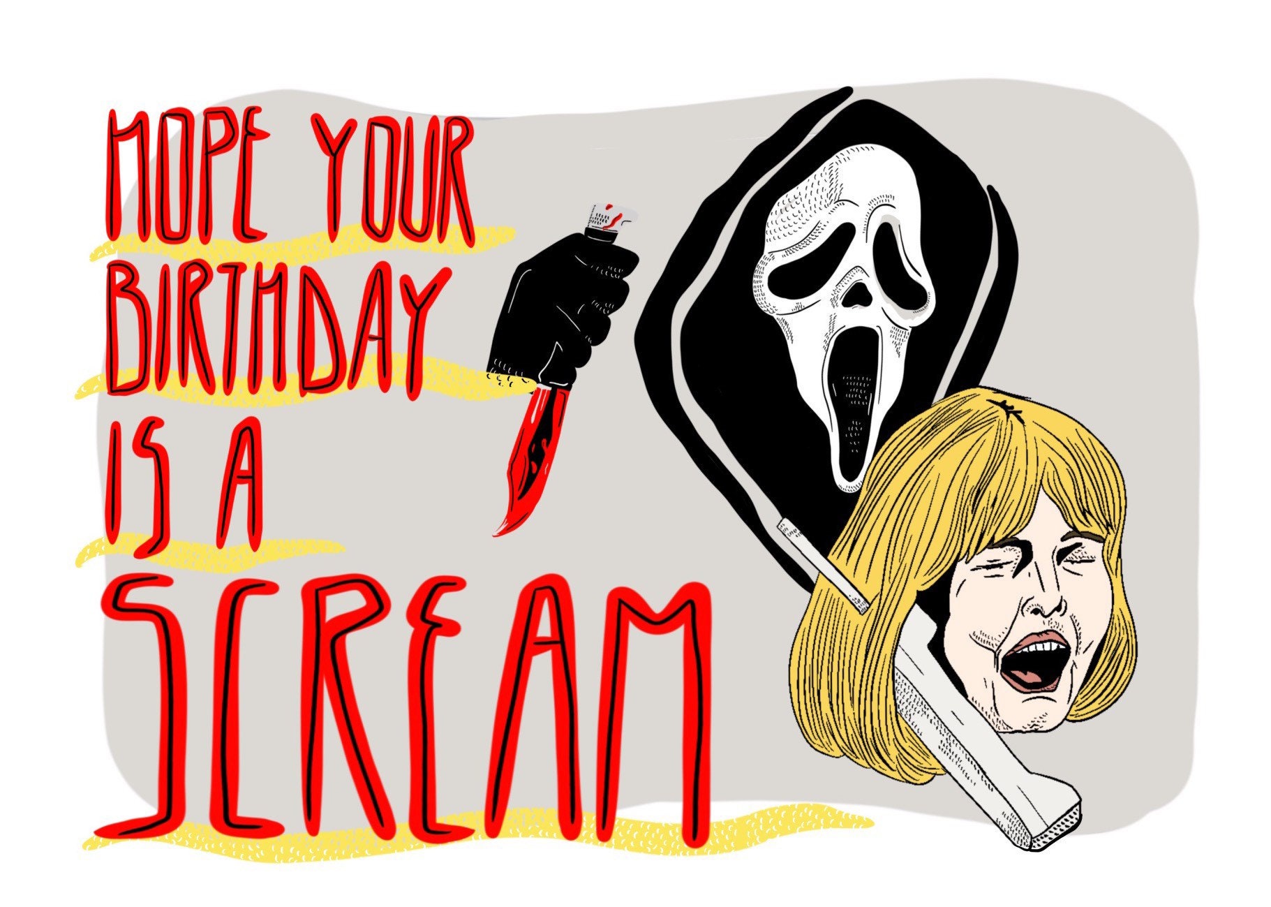 Scream Birthday Card Casey Becker Ghostface - Etsy