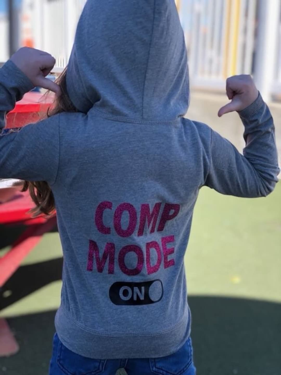 Girls 'comp Mode On' Pink Glitter Hooded Sweatshirt, Winter Dance ...