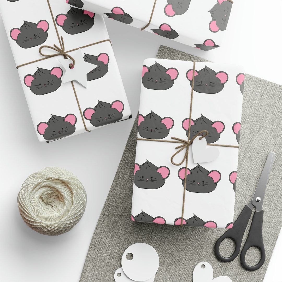 Cute Animal Print Wrapping Paper Gray Mouse Dumpling, Gift Wrap, Cute ...