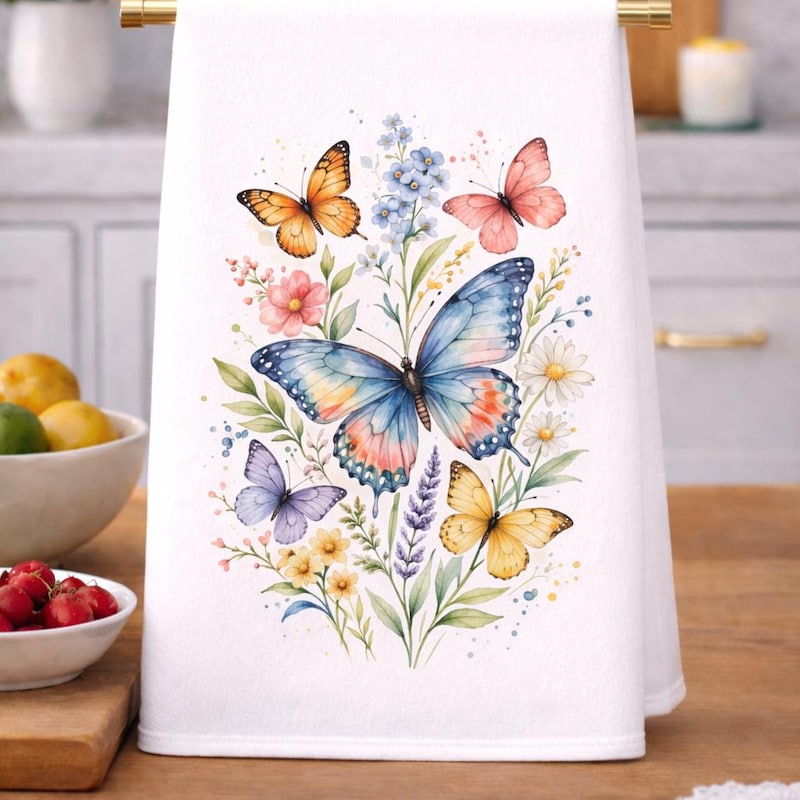 Butterfly Towel White - Etsy