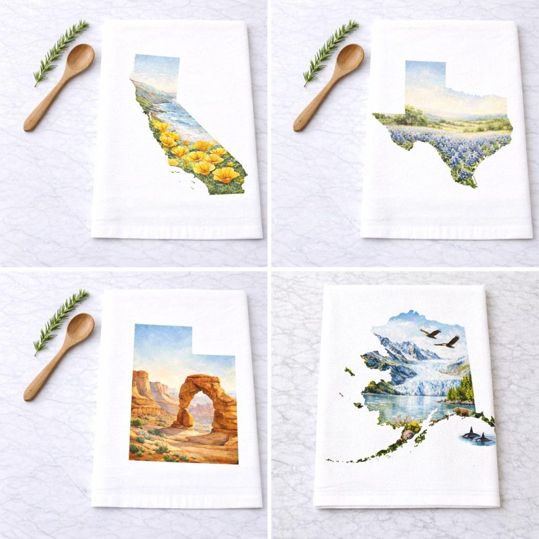 Colorful State Icon Kitchen Towels - Etsy