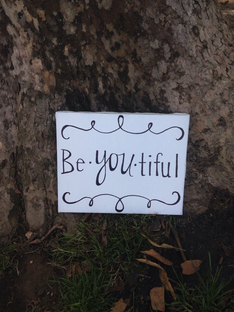 Inspirational Canvas Quote Beyoutiful Sign Handmade Sign on Canvas Wall ...