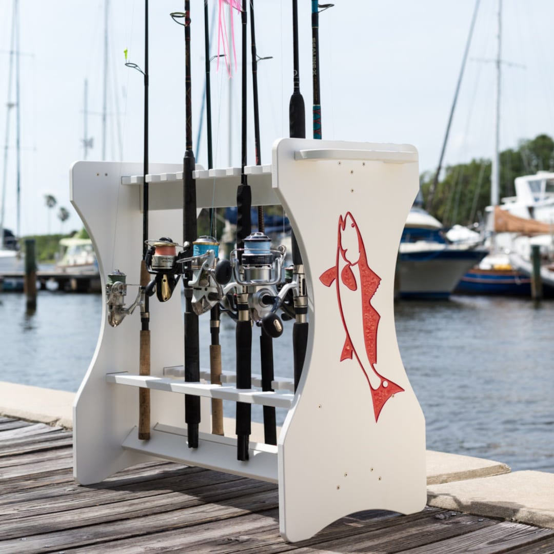 Redfish Engraved Fishing Rod Rack - Etsy