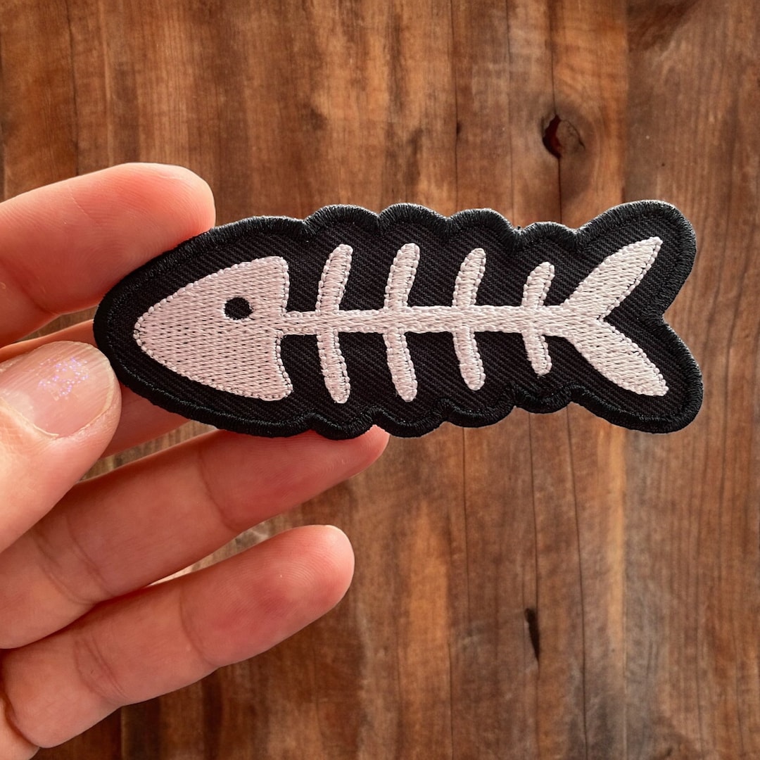 Big Fish | Bone Skeleton Embroidered Iron/sew on Patch - Etsy