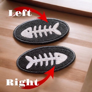 Little Fish | Bone Skeleton Embroidered Iron/sew on Patch | Left ...