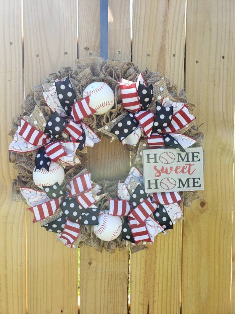 Baseball Wreath Burlap Baseball Wreath Front Door Hanger Front | Etsy