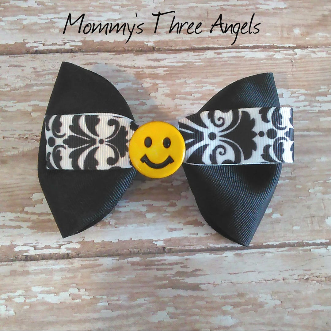 Smiley Face Hair Bow/ Bored Inspired Bow MADE TO ORDER - Etsy
