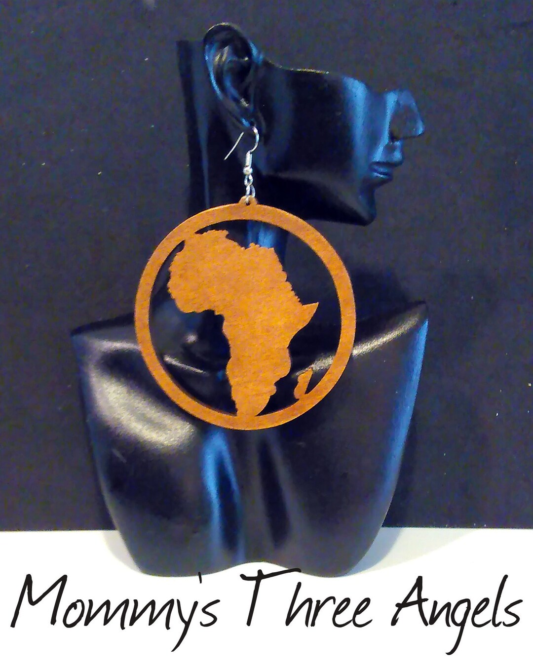 Africa Earrings/ Large Round Africa Shape Earrings/ Circular Africa ...