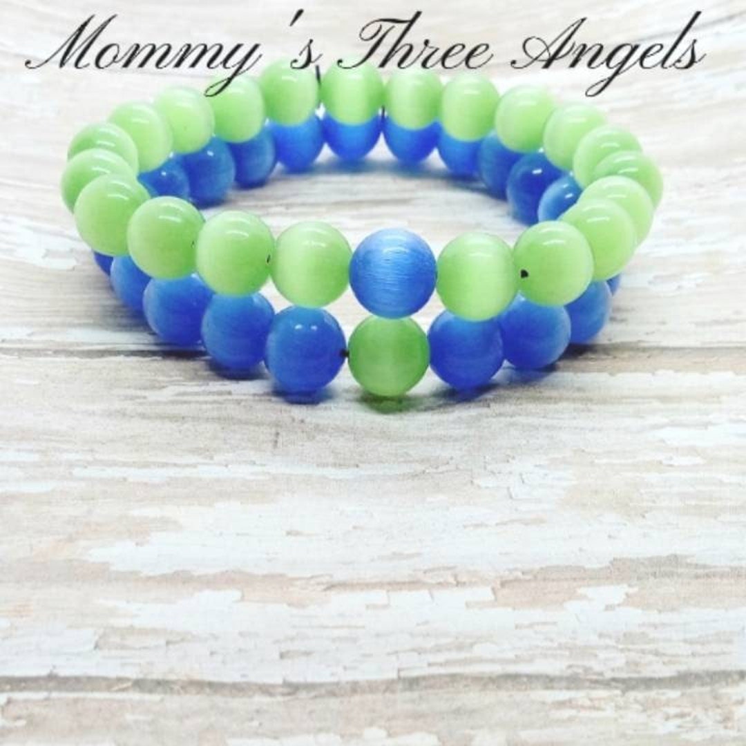 His and Her Long Distance Blue and Green Bracelets/friendship Bracelets/couples Matching Pair ...