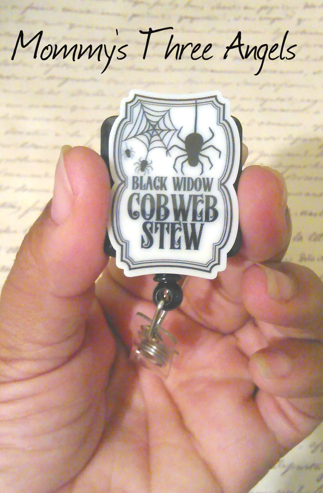 Black Widow Cobweb Stew Retractable Badge Reel/black Spiderwebs Name ...