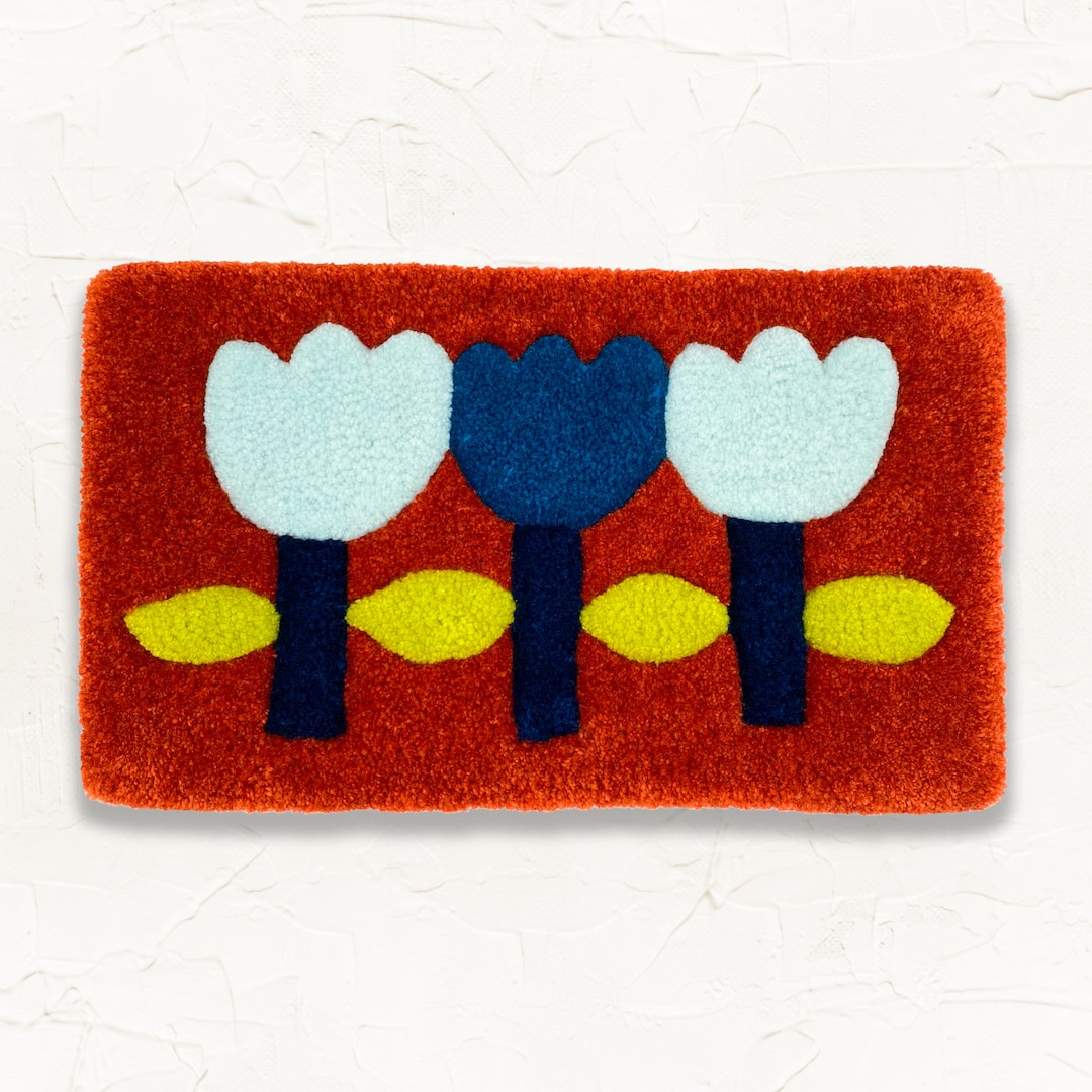Handmade Tulip Tufted Rug: Cottagecore Fiber Art Wall Hanging - Etsy