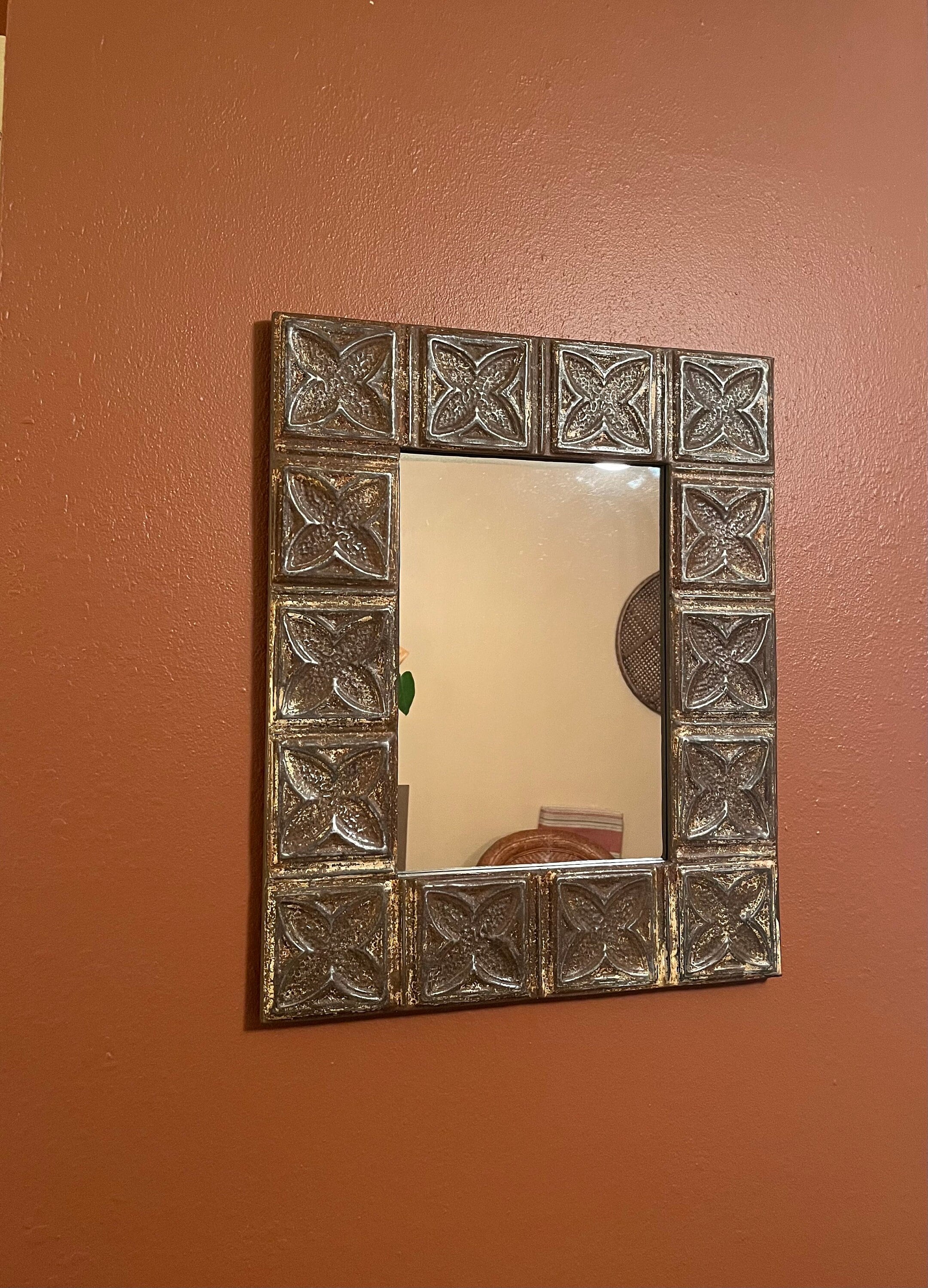 Vintage Tin Mirror Original Rustic Paint Ceiling Tin - Etsy