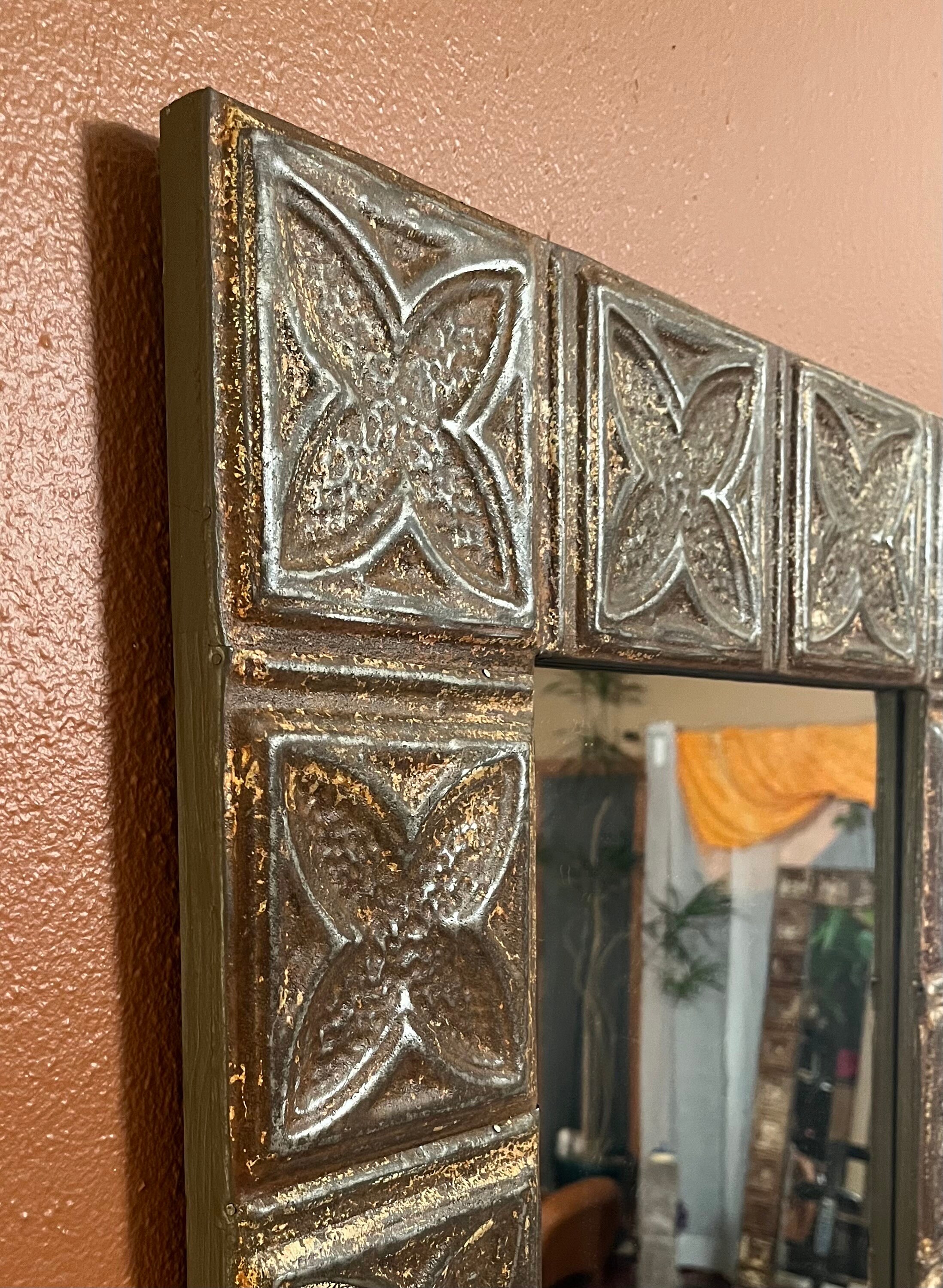 Vintage Tin Mirror Original Rustic Paint Ceiling Tin - Etsy