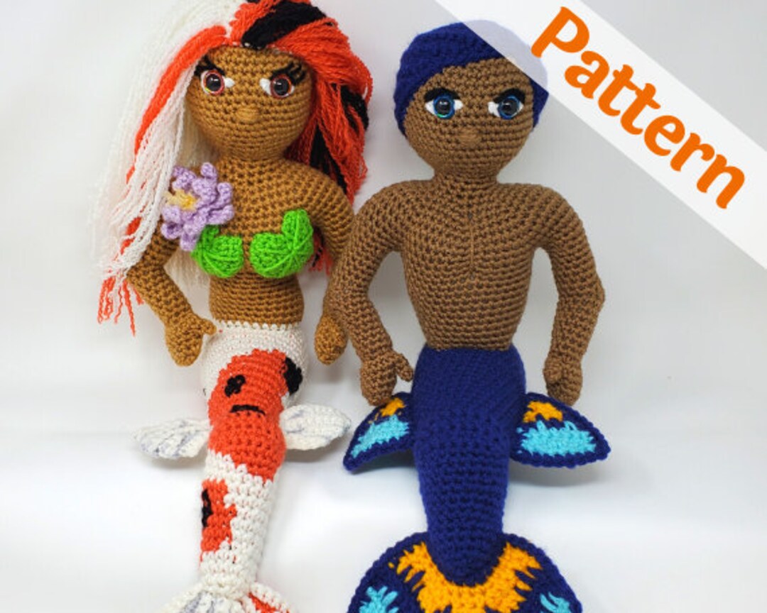 Twos Mermaid Amigurumi Patterns, Koi Mermaid and Betta Merman - Etsy