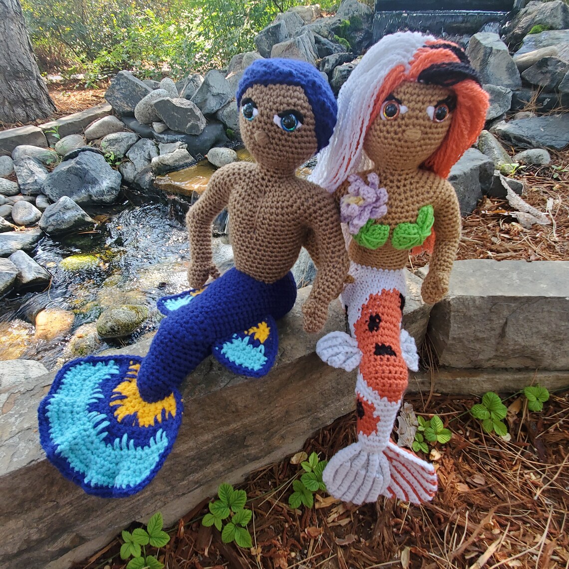 Twos Mermaid Amigurumi Patterns Koi Mermaid and Betta Merman - Etsy