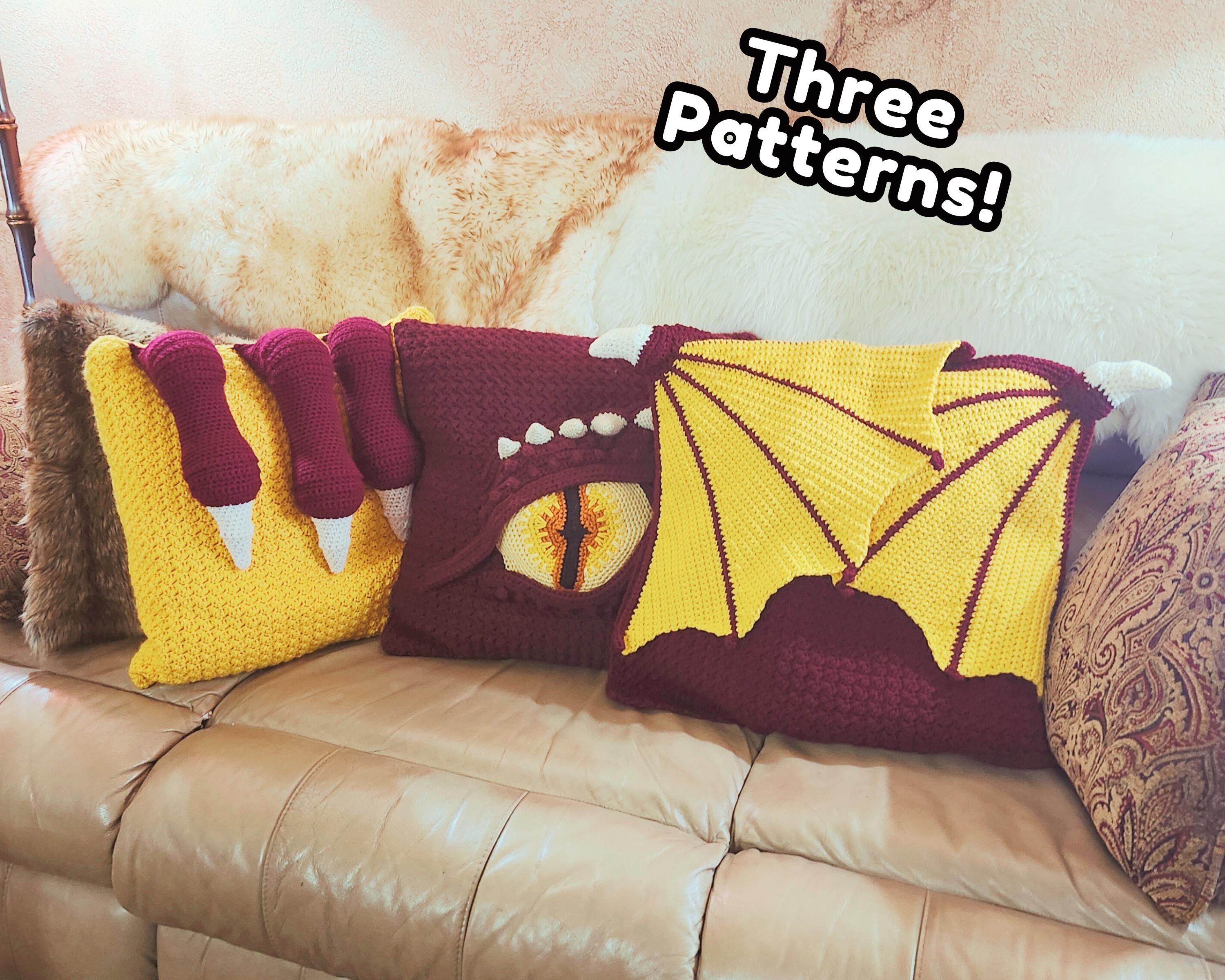Dragon Pillow Pattern Set - 3 Crochet Patterns - PDF - Intermediate - Etsy