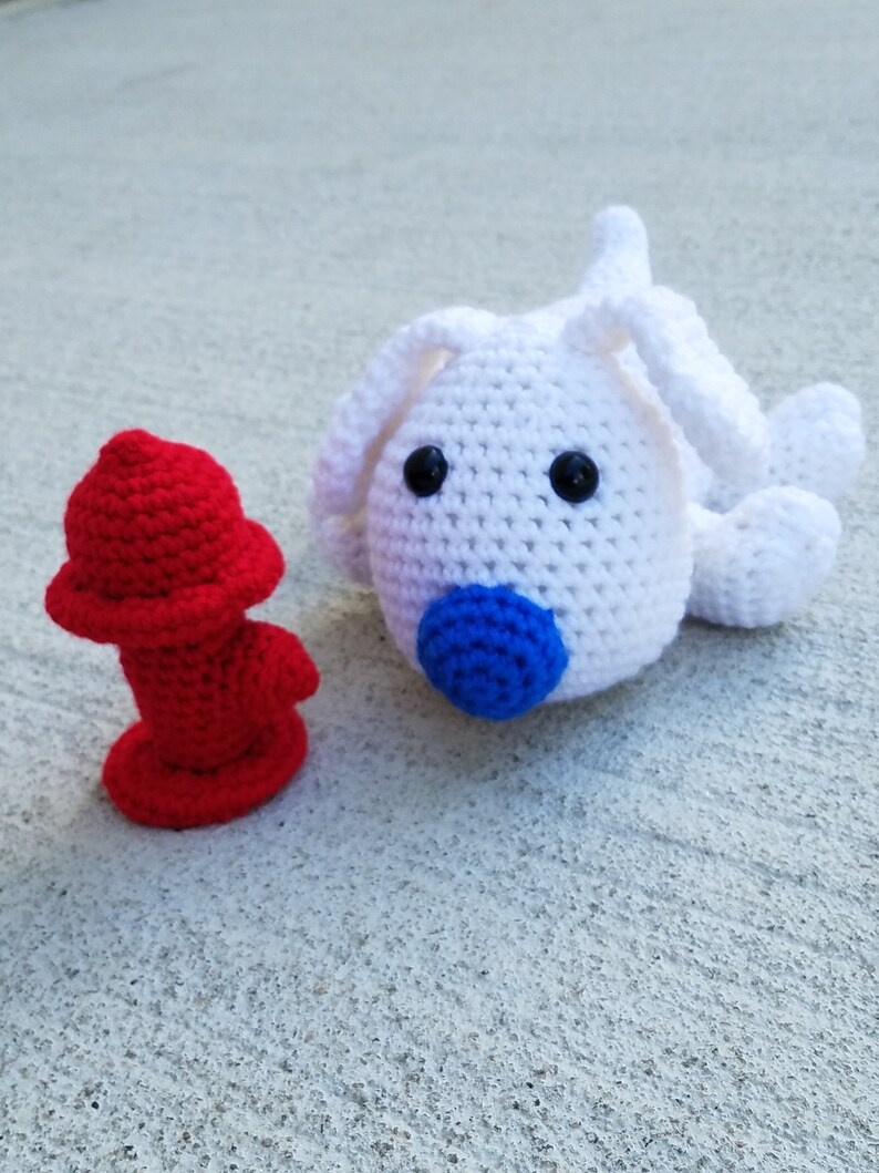 Fuzz the Dog CROCHET PATTERN With His Fire Hydrant Printable - Etsy