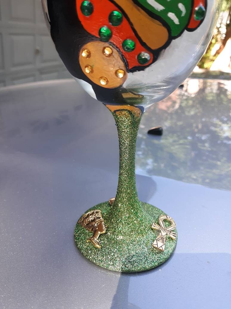 Goddess Wine Glasses, African Wine Glass, Afrocentric Glass, Painted ...