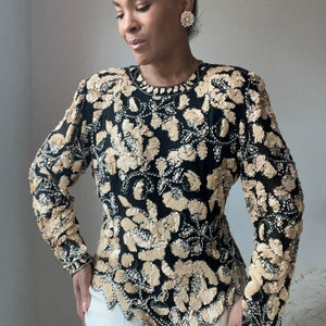 Vintage Heavily Beaded Pure Silk Semi Cropped Pullover Cut Deco Top - Etsy