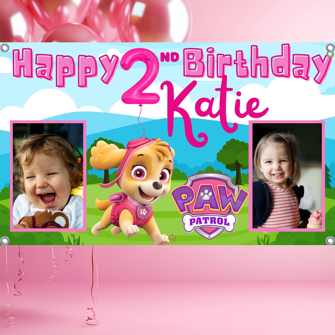 Custom Paw Patrol Skye Picture Birthday Banners 30"x48" Paw Patrol Skye ...