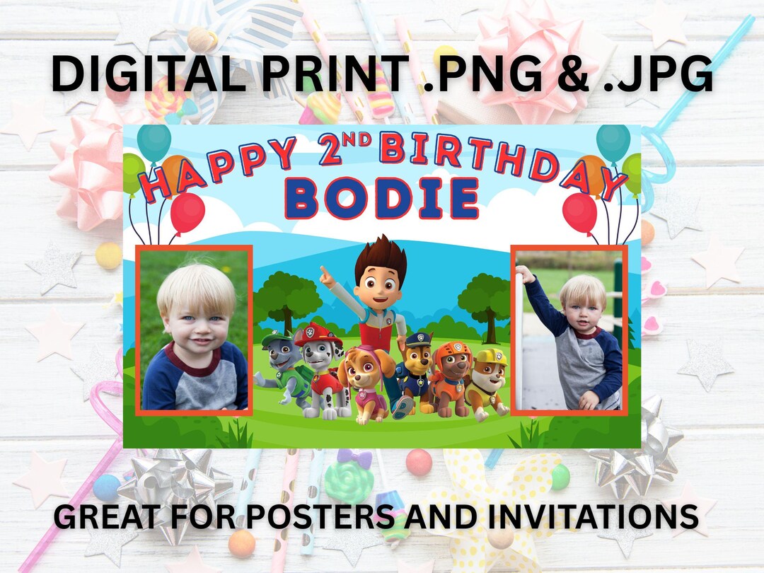 Digital Paw Patrol Custom Birthday Party Printable Poster Decoration ...