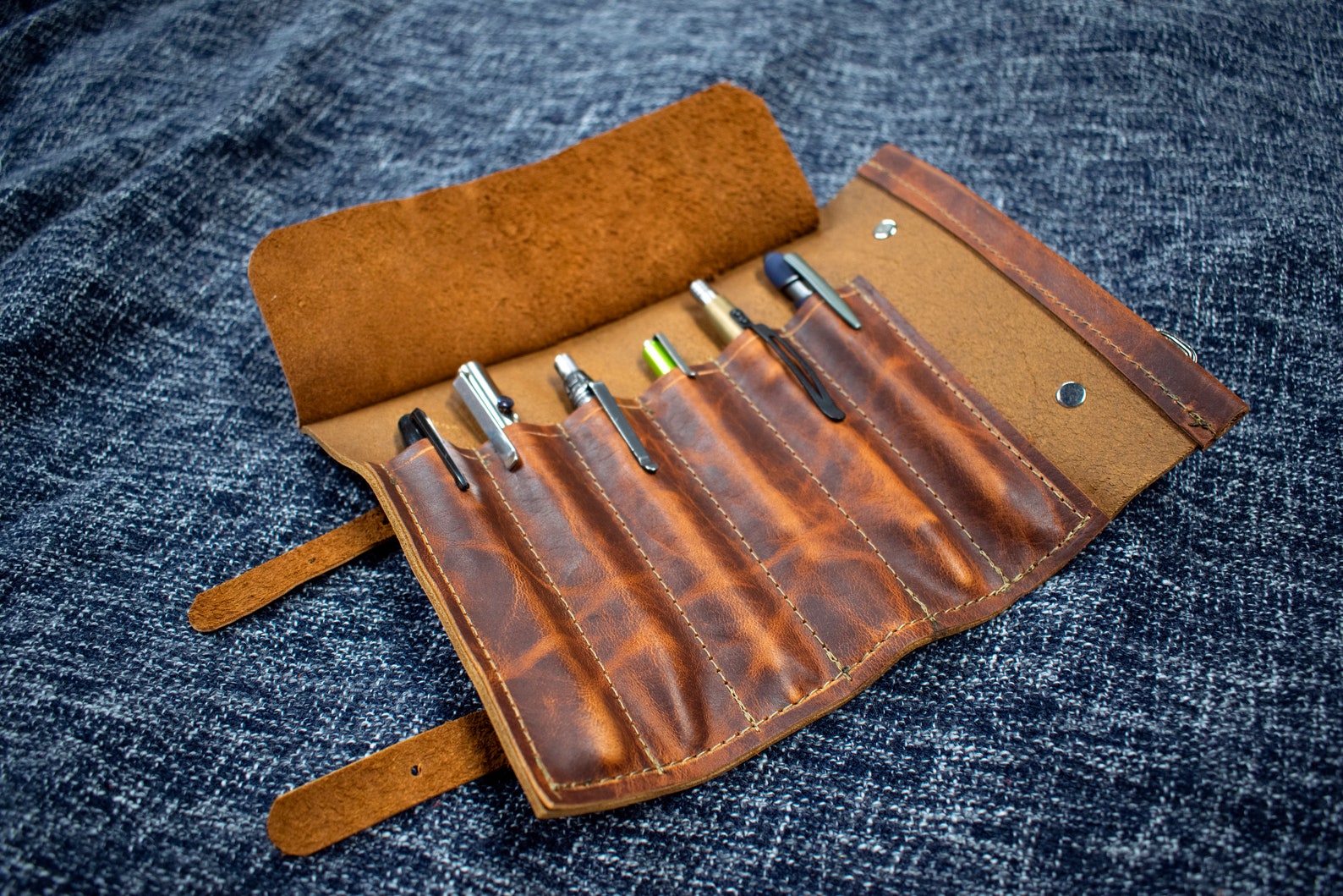 Handmade Leather Pen Roll - Etsy