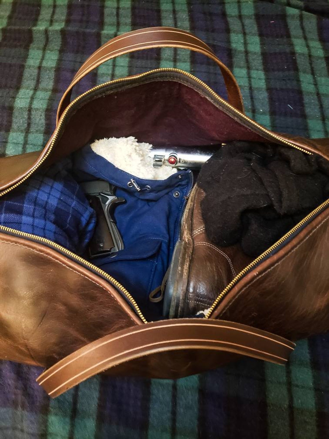 Bison Leather Duffel Bag - Etsy