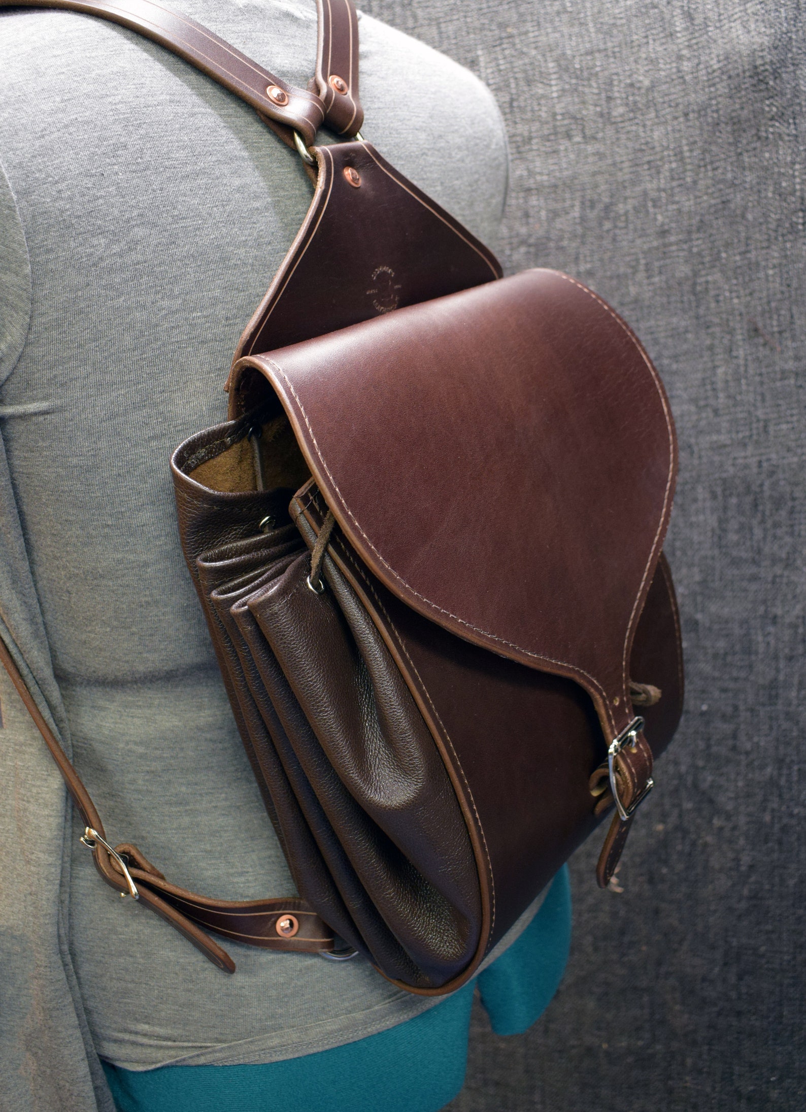 Leather Cinch Top Backpack - Etsy