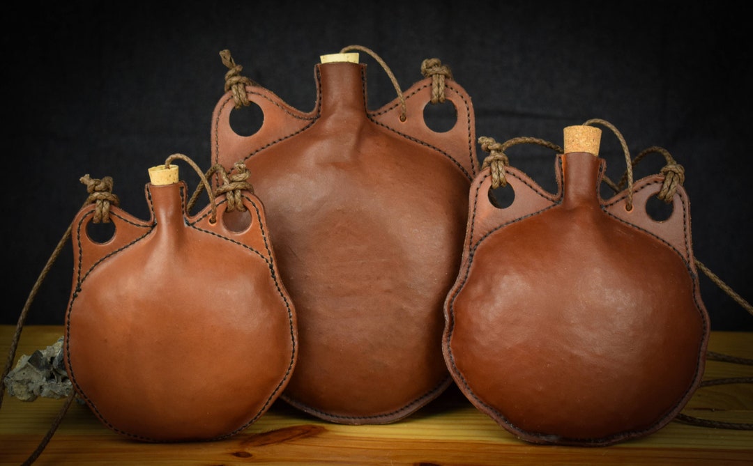Handmade Leather Water Bottle - Round Shape - Etsy