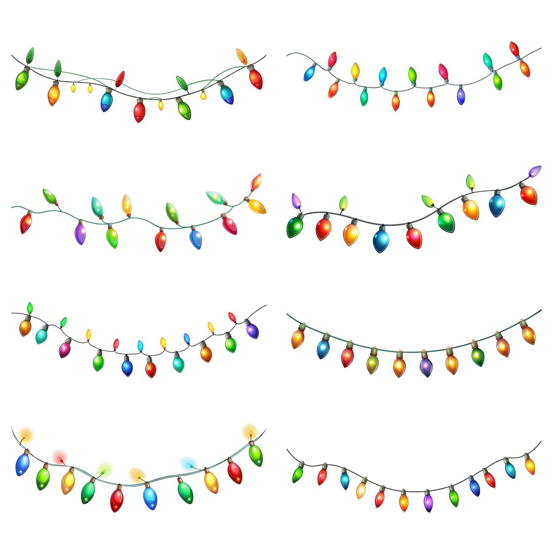 Christmas Lights Clipart Bundle: Festive Holiday PNG Images (digital ...