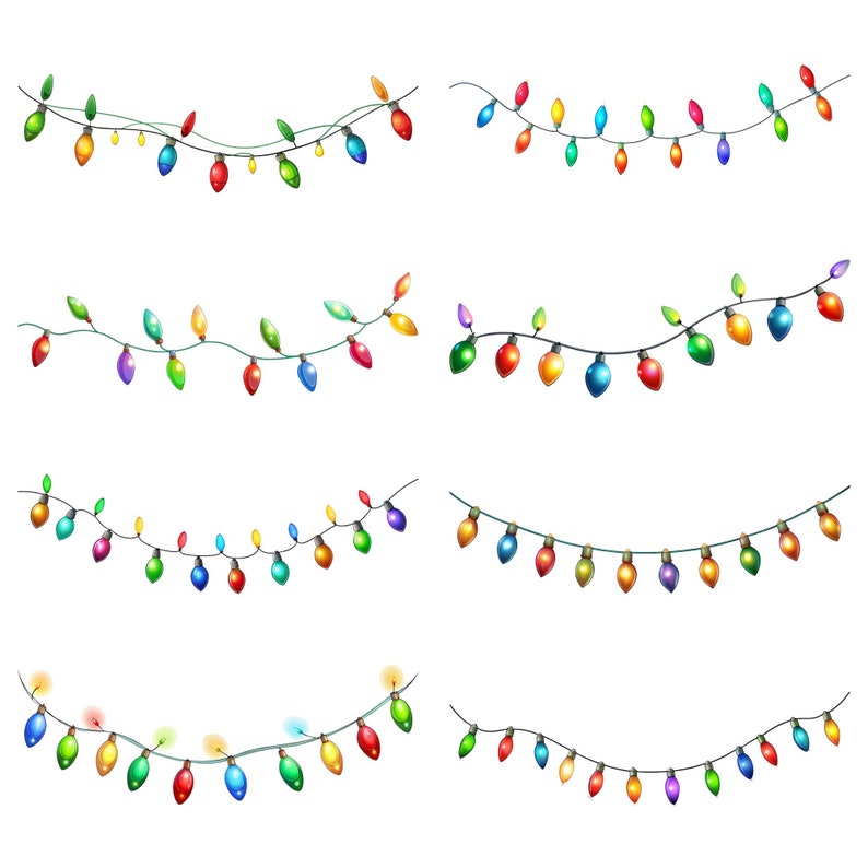 Christmas Lights Clipart Bundle: Festive Holiday PNG Images (digital ...