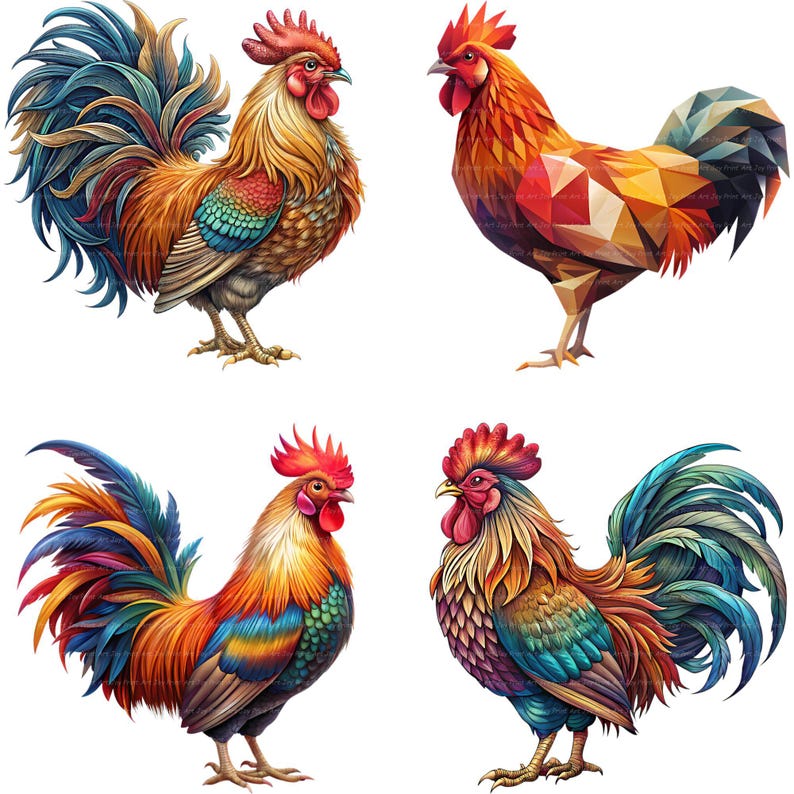 20, Rooster Clipart Bundle, 20 Pngs Farm Animal Clip Art for Printable ...