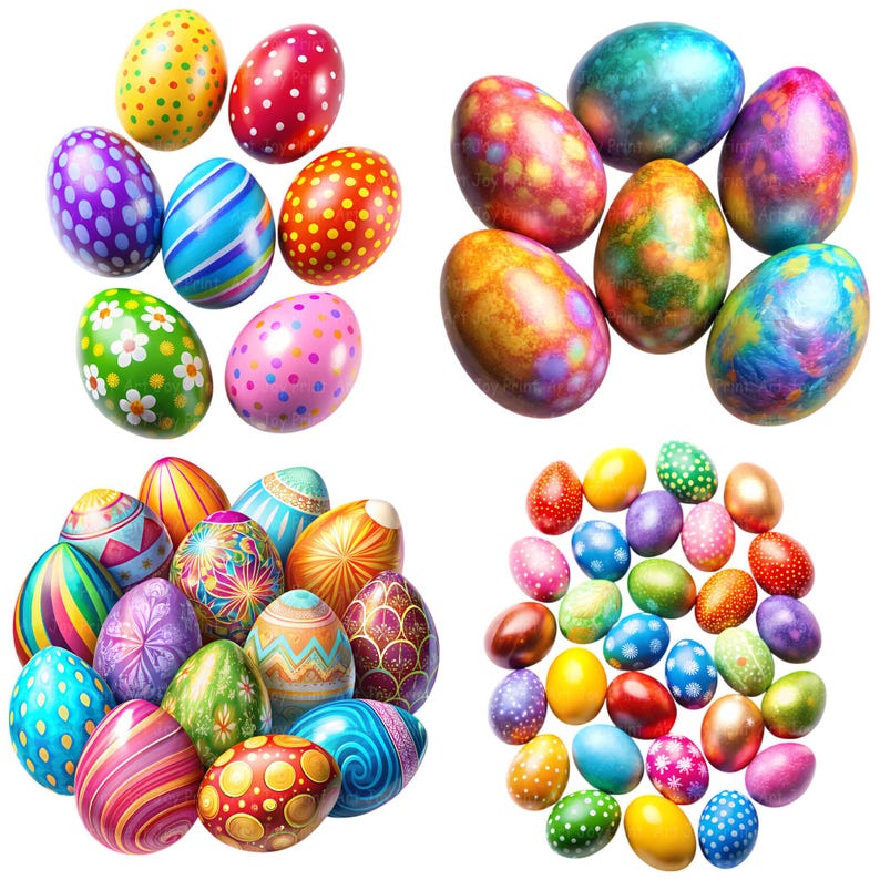 Easter Egg Clipart Bundle: 18 Colorful Spring PNG Graphics (commercial ...